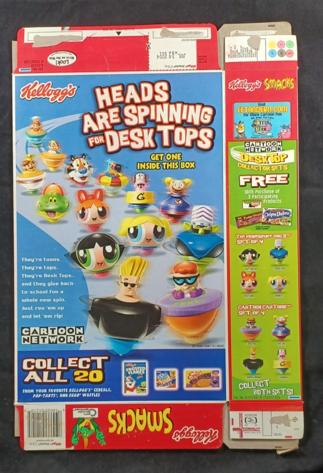 2003 Kellogg's Smacks Cartoon Network Desktop Spinner Cereal Box Flat ...