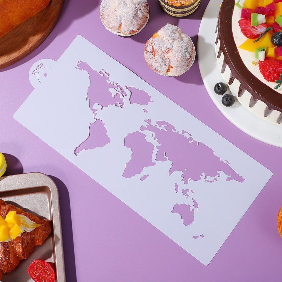 Cake Stencil Templates Map Modeling Chocolate for Decorating Topper ...