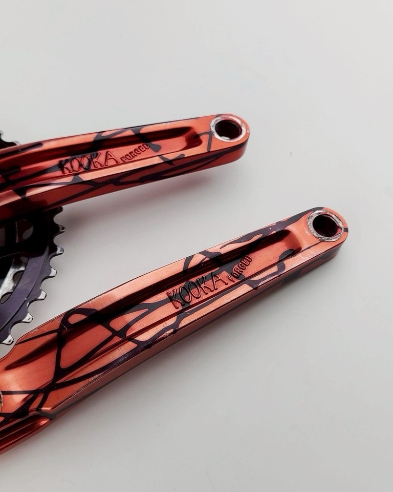 VINTAGE KOOKA FORGED 175L SQUARE TAPER CRANKSET ARM 94 BCD SPIDER - Red ...