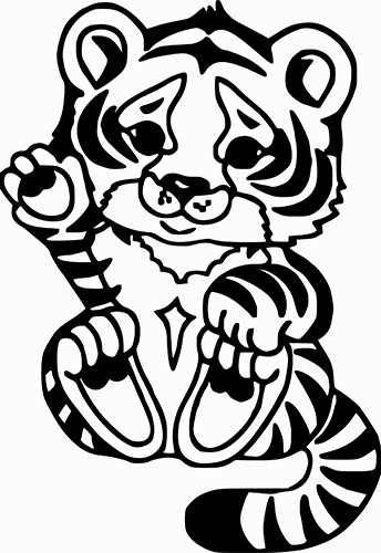Tiger Baby Cub Waving Car Truck Wall Laptop Window Vinyl Sticker Decal ...