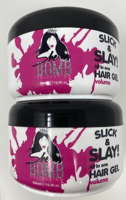PACK OF 2 She’s BOMB SLICK & SLAY All In One HAIR GEL Volume 500 Ml ...