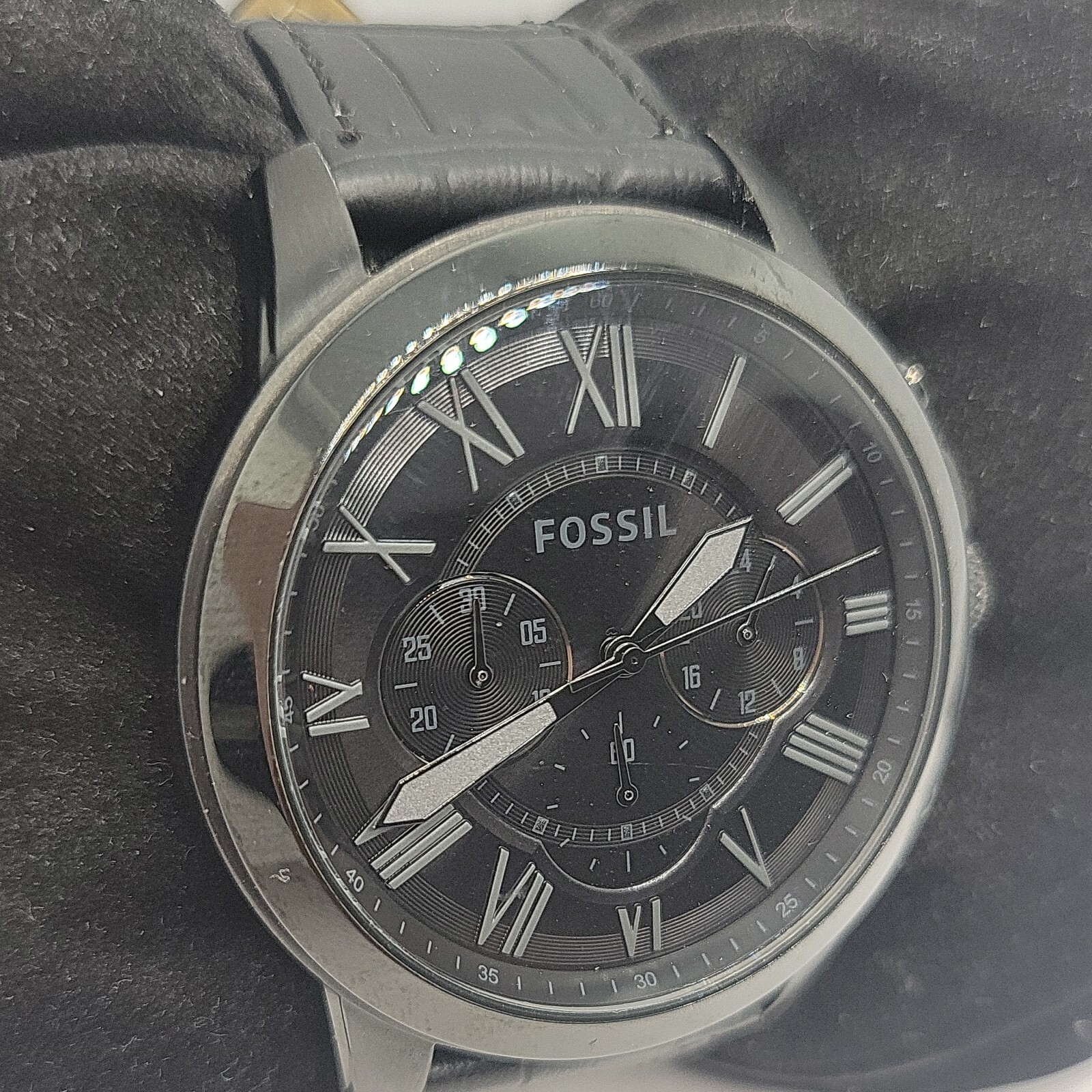 Fossil Grant FS5132 Men's Black Leather Analog Dial Quartz Wrist Watch ...
