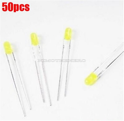 50Pcs Super Bright Yellow Color Diffused Led 3Mm Yellow Light Ic New pc ...