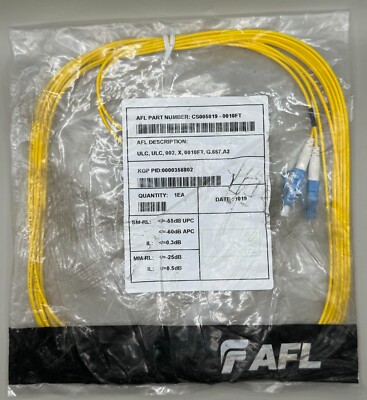AFL 10FT Fiber Optic Cable CS005019-0010FT ULC, 002, X, 0010FT, G.657 ...