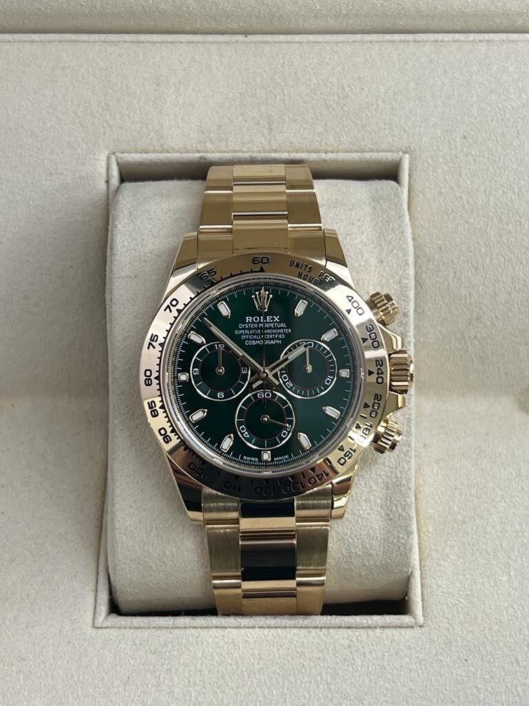 ROLEX Daytona “John Mayor” 18k Yellow Gold 116508 Green Dial Box ...
