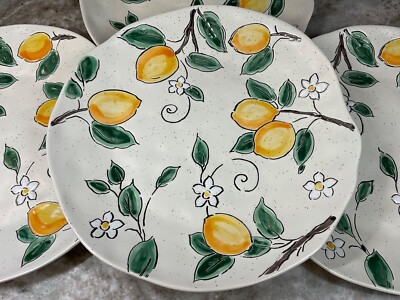 Braxton Lemon Dinner Plates 10.5 Inch Set Of 4 Spectrum New | eBay