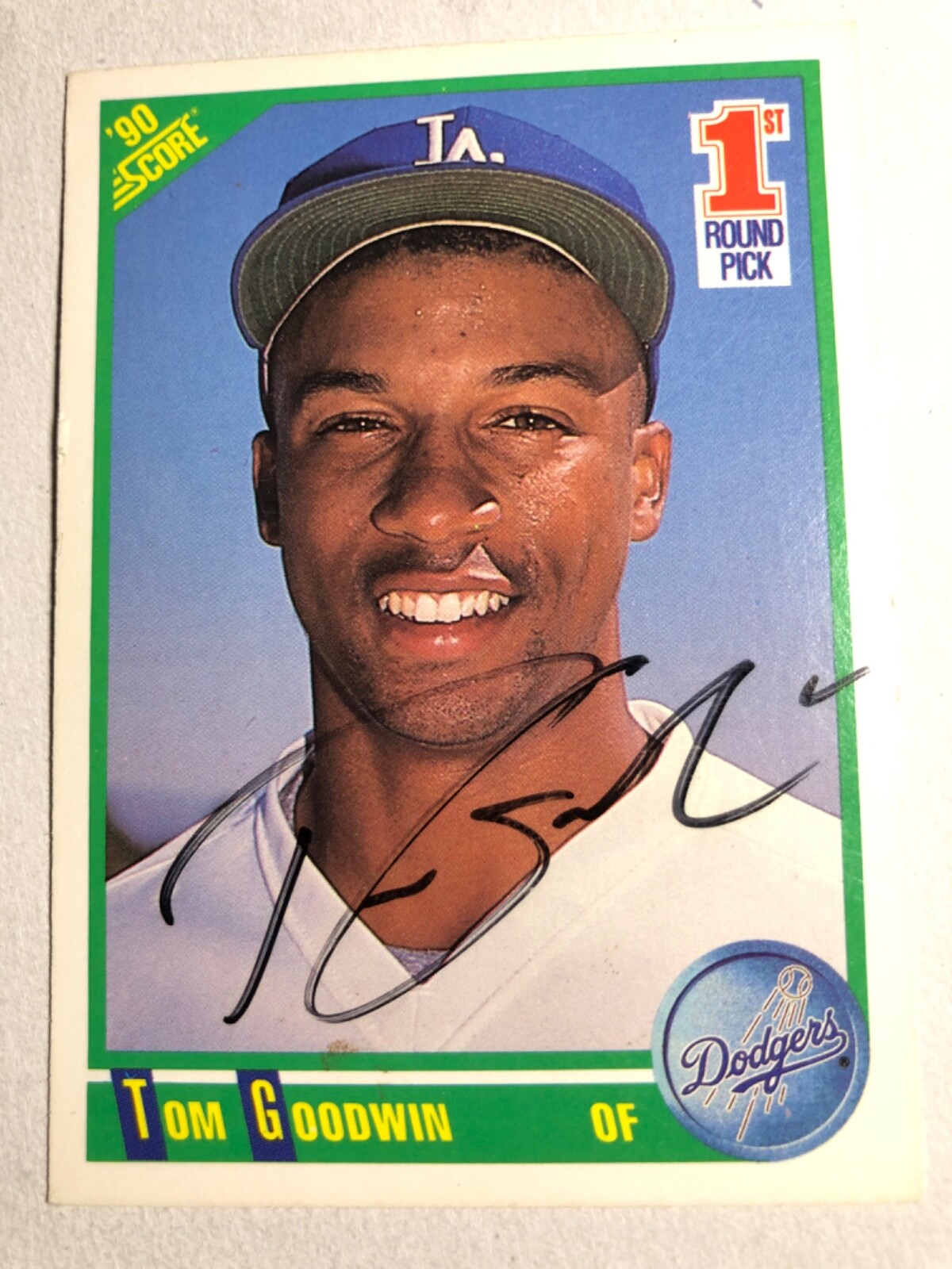 1990 Score Los Angeles Dodgers Tom Goodwin Autographed Baseball Card ...