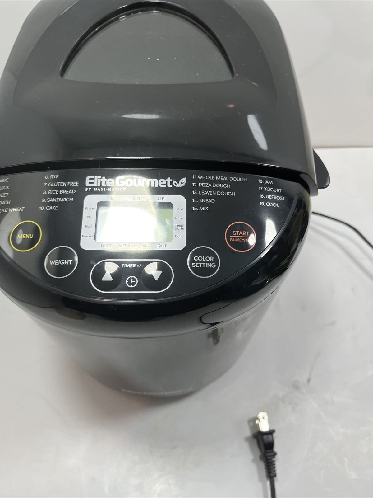 Elite Gourmet Maxi-Matic EBM8103B Programmable Bread Maker Machine 3 ...