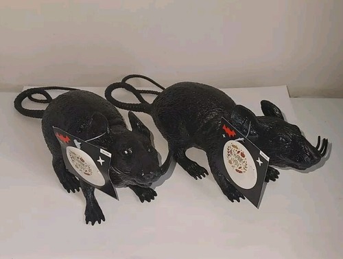 Black Plastic Halloween Squeaking Rats Spooky Decor x2 New | eBay