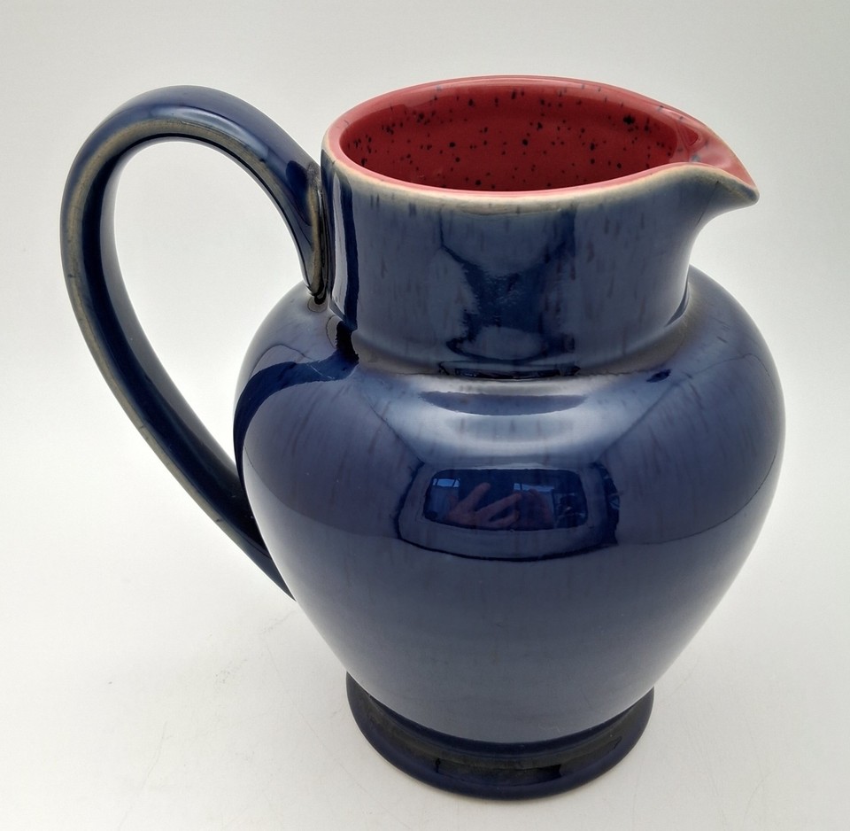 Denby Small Harlequin Cobalt Blue Stoneware Pitcher Mauve Speckle ...