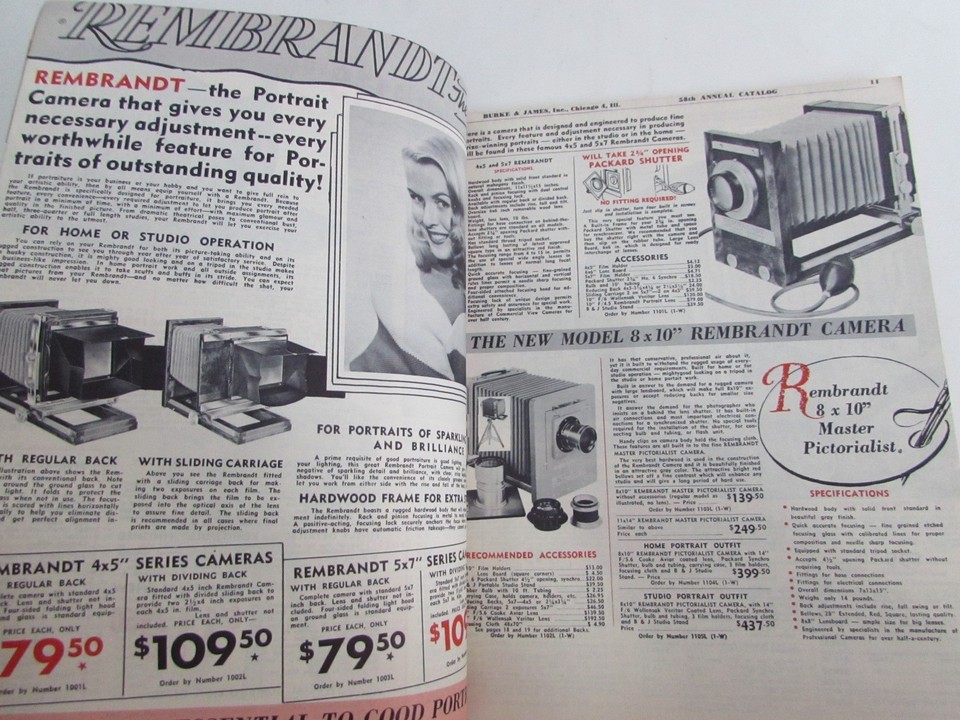 1955 Burke & James Photo Equipment Catalog Accessories & Sears Camera ...