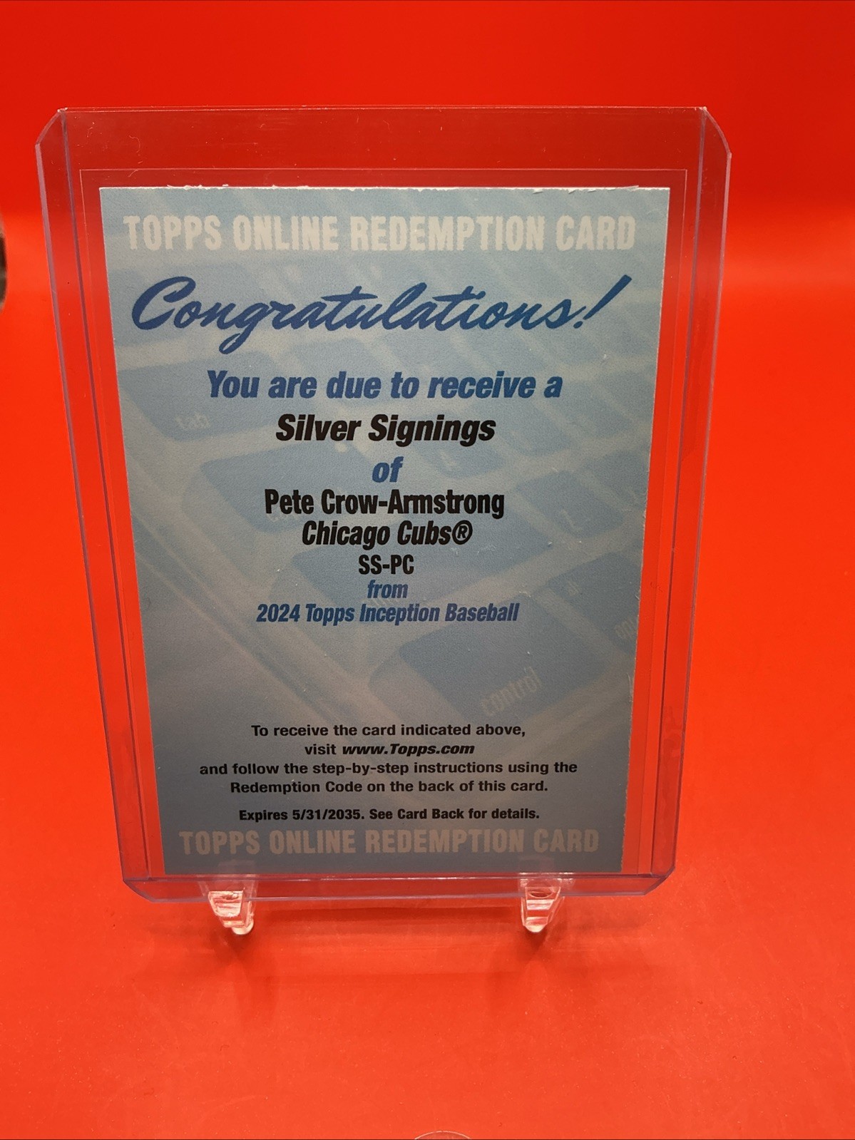 2024 Topps Inception Redemption Card Silver Signings Pete Crow ...
