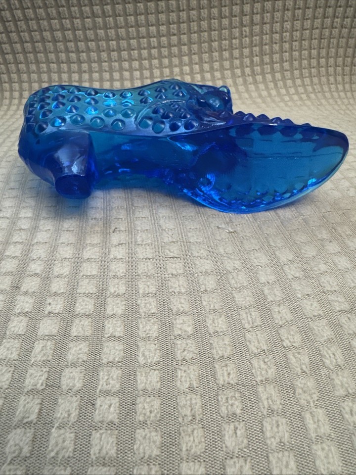 Vintage Blue Hobnail Glass Boot Shoe Vase Decorative Art Glass | eBay