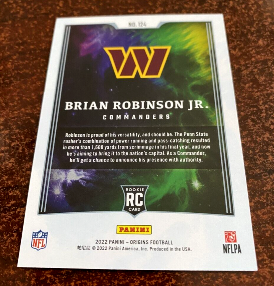 2022 Panini Origins BRIAN ROBINSON Jr. Rookie Card RC #124 WASHINGTON ...