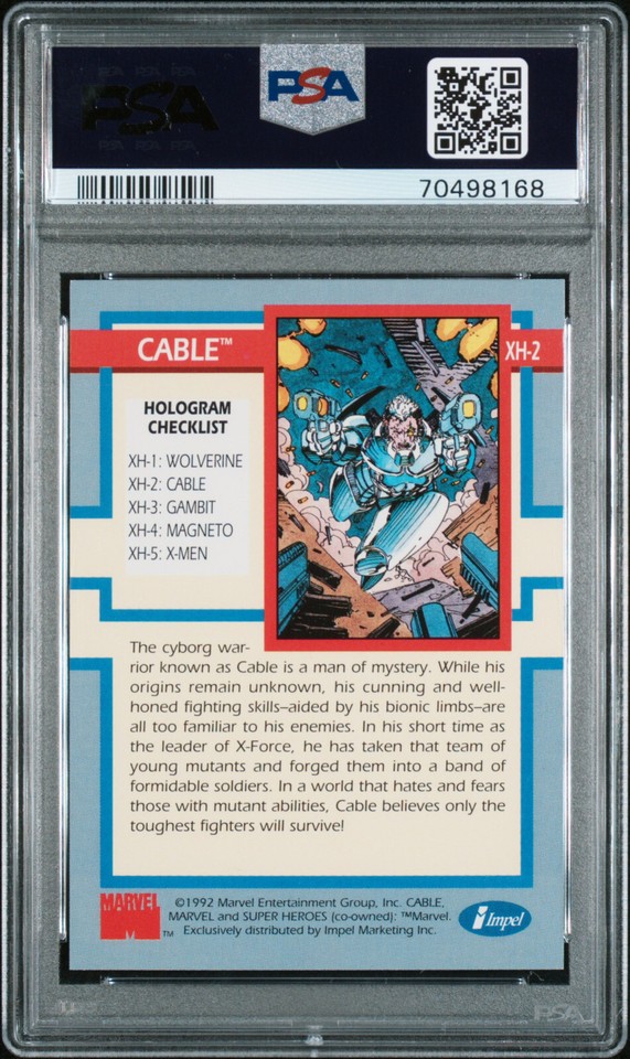 1992 Impel X-Men Series 1 Hologram XH-2 Cable Jim Lee Art PSA 7 Nr Mint ...