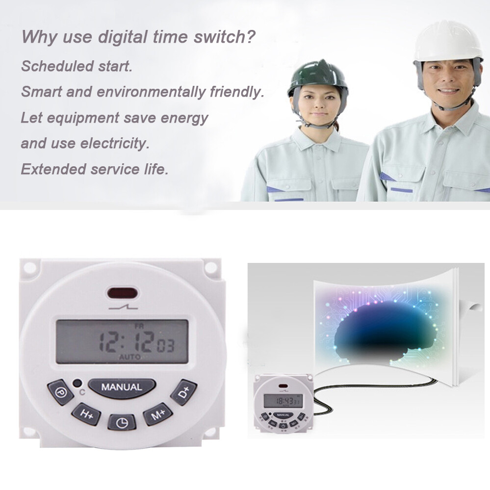 12V Digital Timer Switch Programmable Control LCD Time Relay Day/Week ...