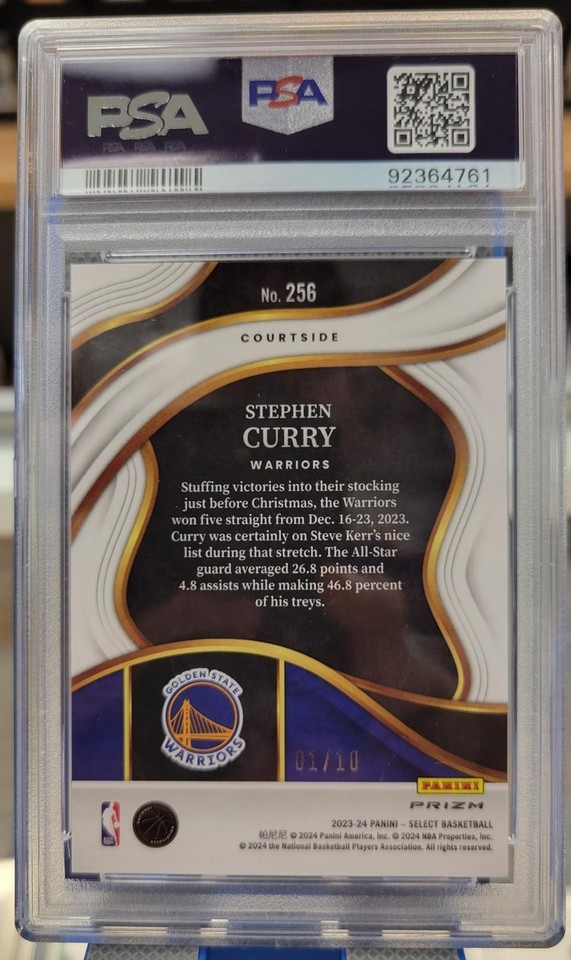 2023-24 Panini Select GOLD FLASH Stephen Curry #256 1/10 PSA 10 Golden ...