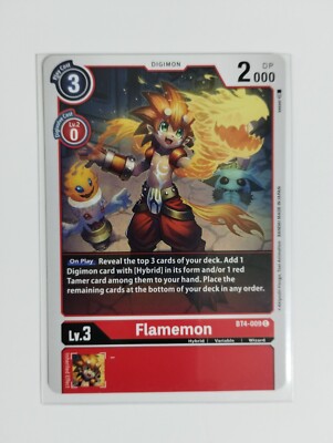 Digimon TCG *Flamemon* BT4-009 Common Red | eBay