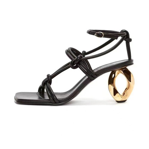 American Style Square Open Toe Ankle Strap Strange High Heels Womens ...