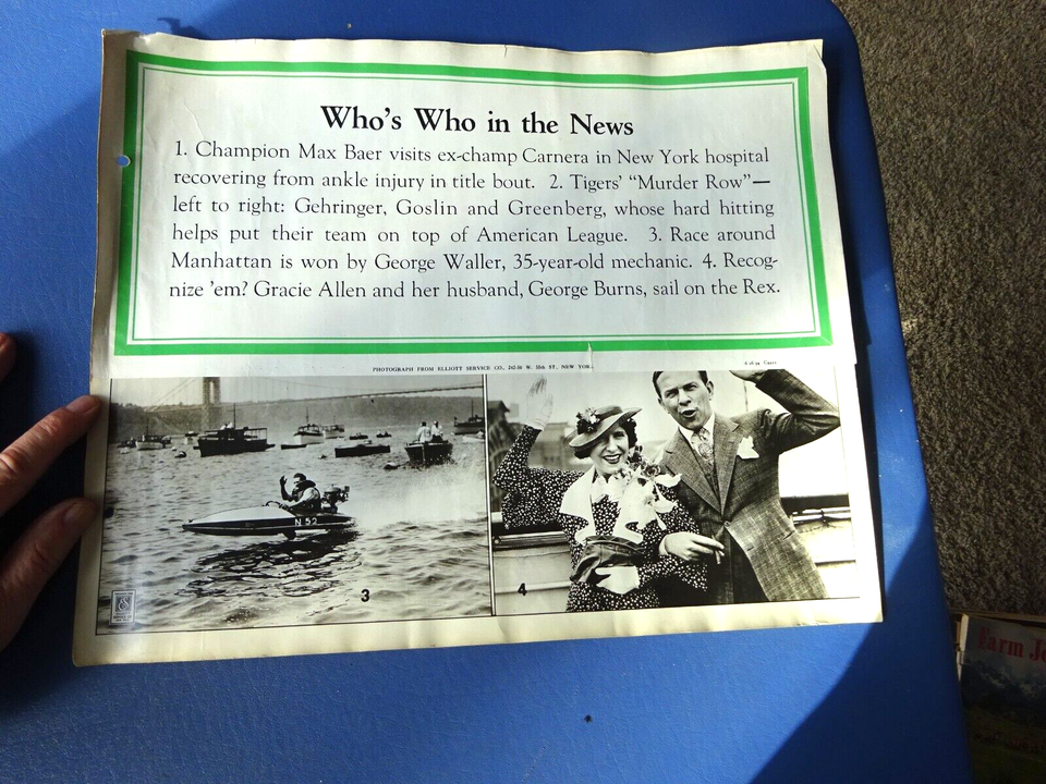 1934 Elliott Photo Poster, Detroit Tigers Murder Row, Max Baer, George ...