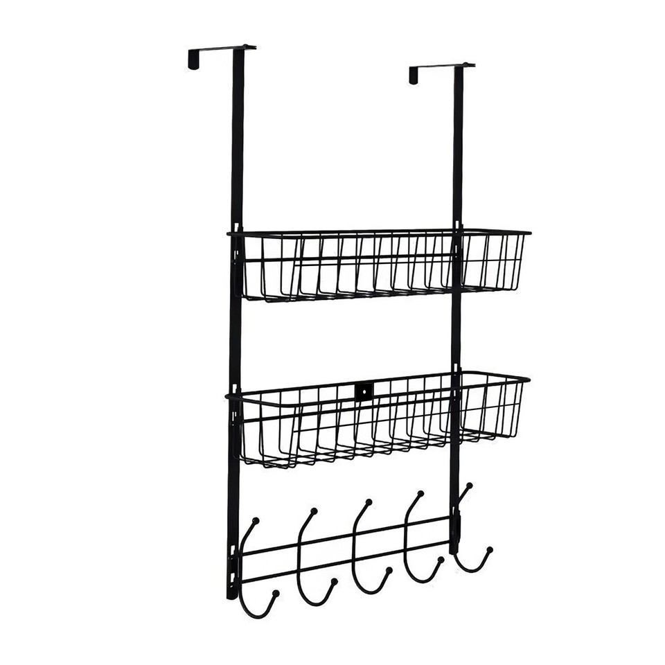 2-Tier Over The Door Organizer Hanger Hook Door Storage Rack Shelf ...