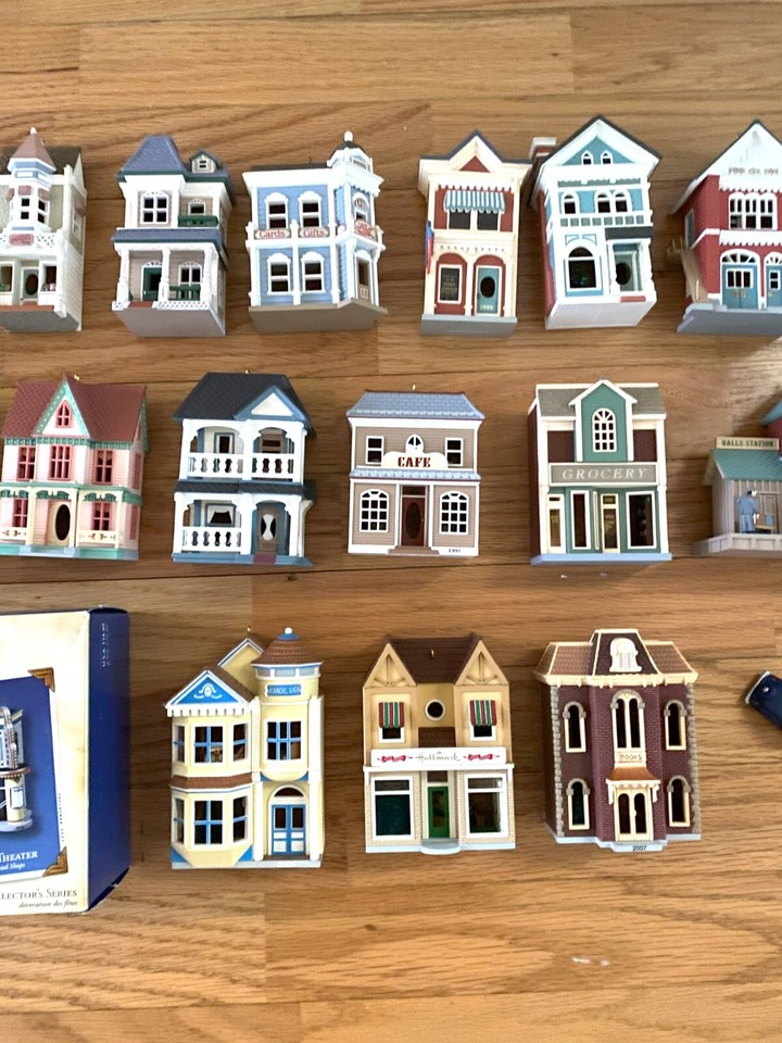 27 Hallmark Nostalgic Houses & Shop Series Bundle Collectors Ornaments ...