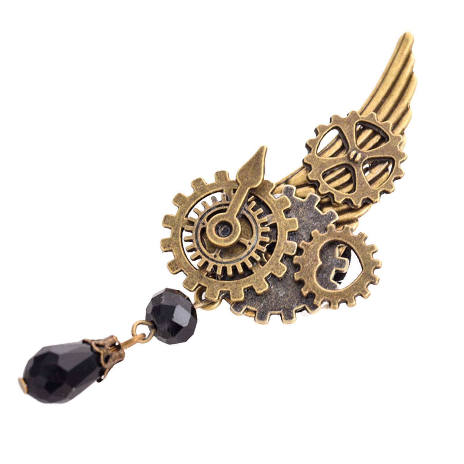 Steampunk Brooch Decorative with Gears Brooch Retro Style Collar Pins ...