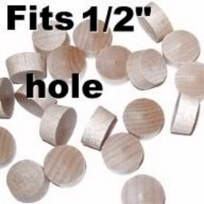 50 Birch 1/2" hole size FLAT Taper Head screw hole craft plug plugs | eBay
