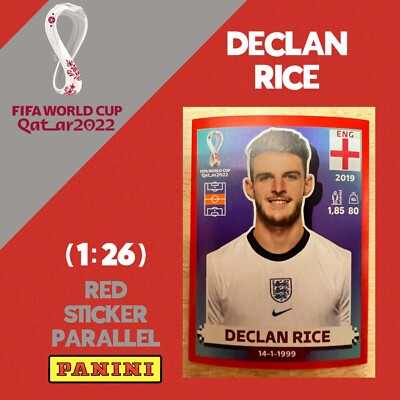 2022 FIFA World Cup Qatar Panini Sticker Declan Rice Red Rare Parallel ...