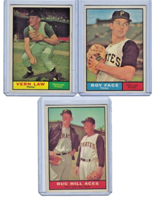 1961 Topps VERN LAW (400), ROY FACE (370) & BUC HILL ACES (250)! | eBay
