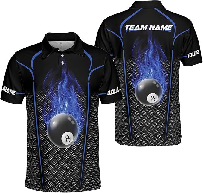 Custom Billiard Polo Shirt Personalized Team Name 8 Ball Shirt ...