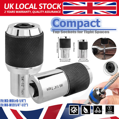 2PCS Tap Socket Tap Holder 1/4-1/2inch, 0-1/2inch M3-12 Tap Socket Sets ...