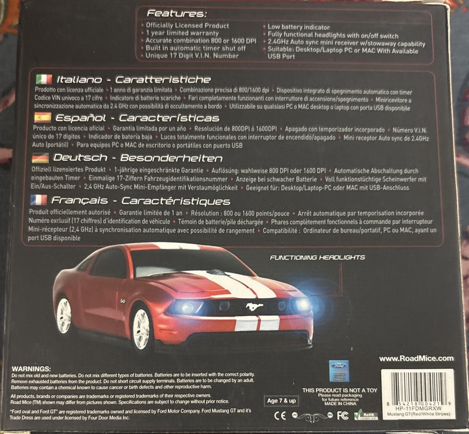 Road Mice Ford Mustang 5.0 GT Blue Wireless Computer Mouse | eBay