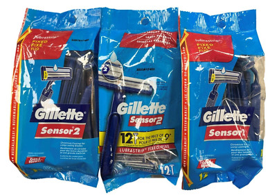 Gillette GOOD NEWS Sensor 2 Mens Razors 12 ct ( 3 pack ) 36 total blue ...