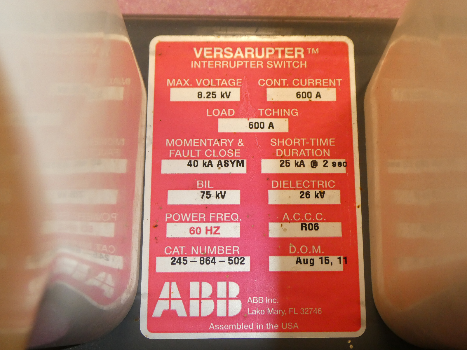 Abb, 245-864-502, Versarupter Interrupter Switch, 600a, 8.25kv-ac | eBay