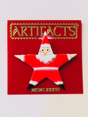 Signed Jonette Vintage 1980s-90s Christmas Pin JJ Original Santa Star ...