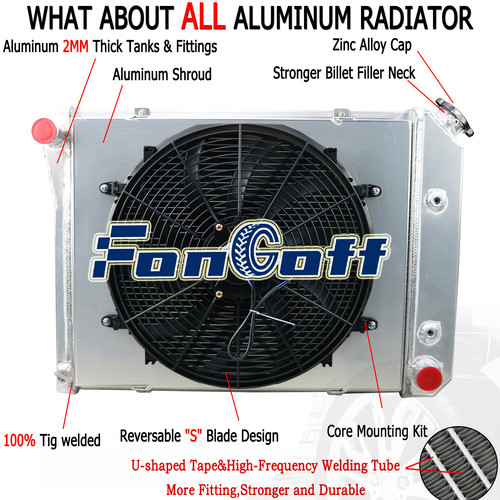 For 1968-74 Chevy Nova/ 70-81 Camaro/75-87 El Camino 4Rows Radiator ...