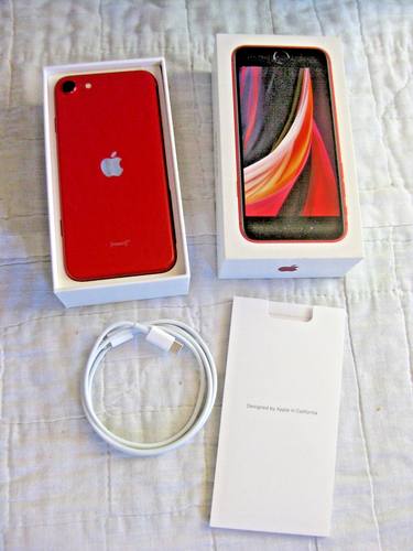 APPLE IPHONE SE RED IN ORIGINAL BOX 64GB 2020 USED WORKS GREAT PRE ...