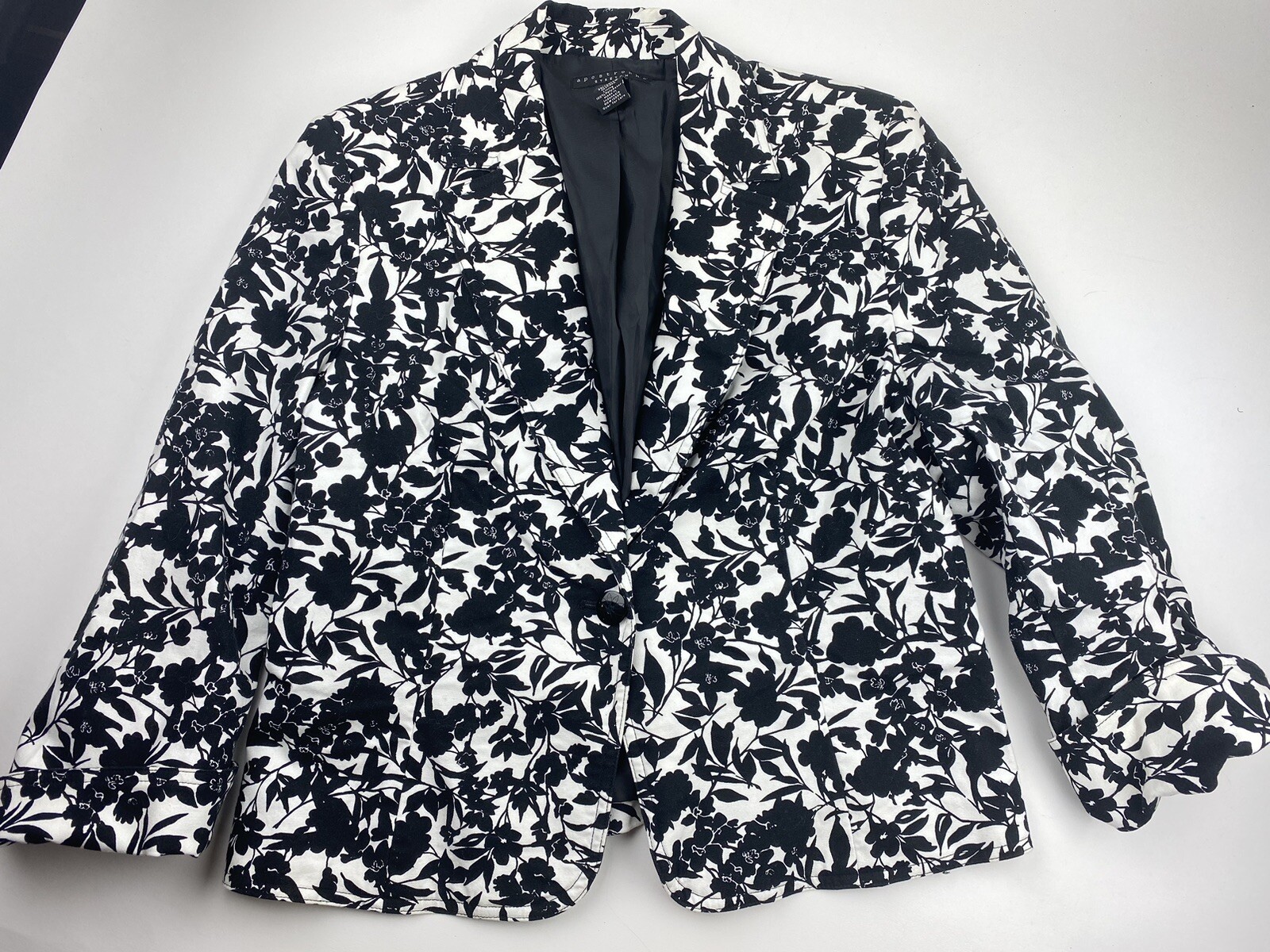 Apostrophe Blazer Stretch Black White Floral Suit Jac… - Gem