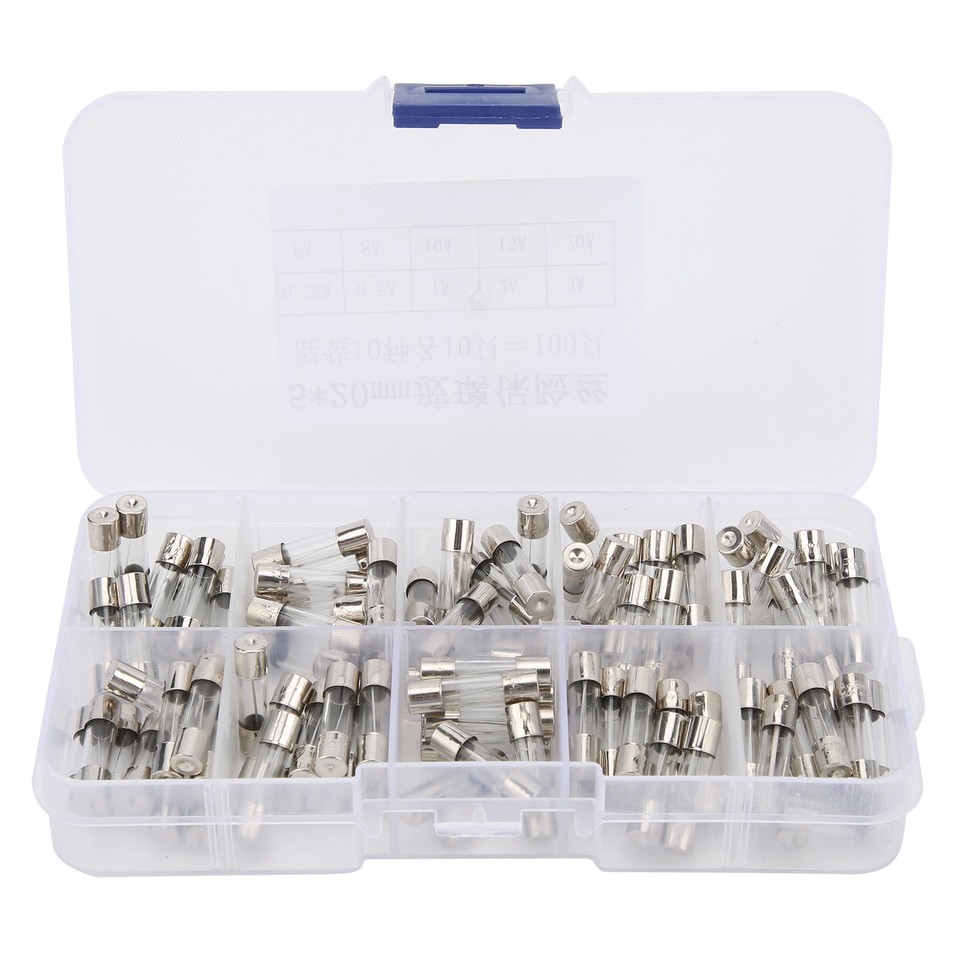 5x20mm 100 Pcs Glass Fuse FastBlow Glass Fuses Assorted Kit For Protect ...