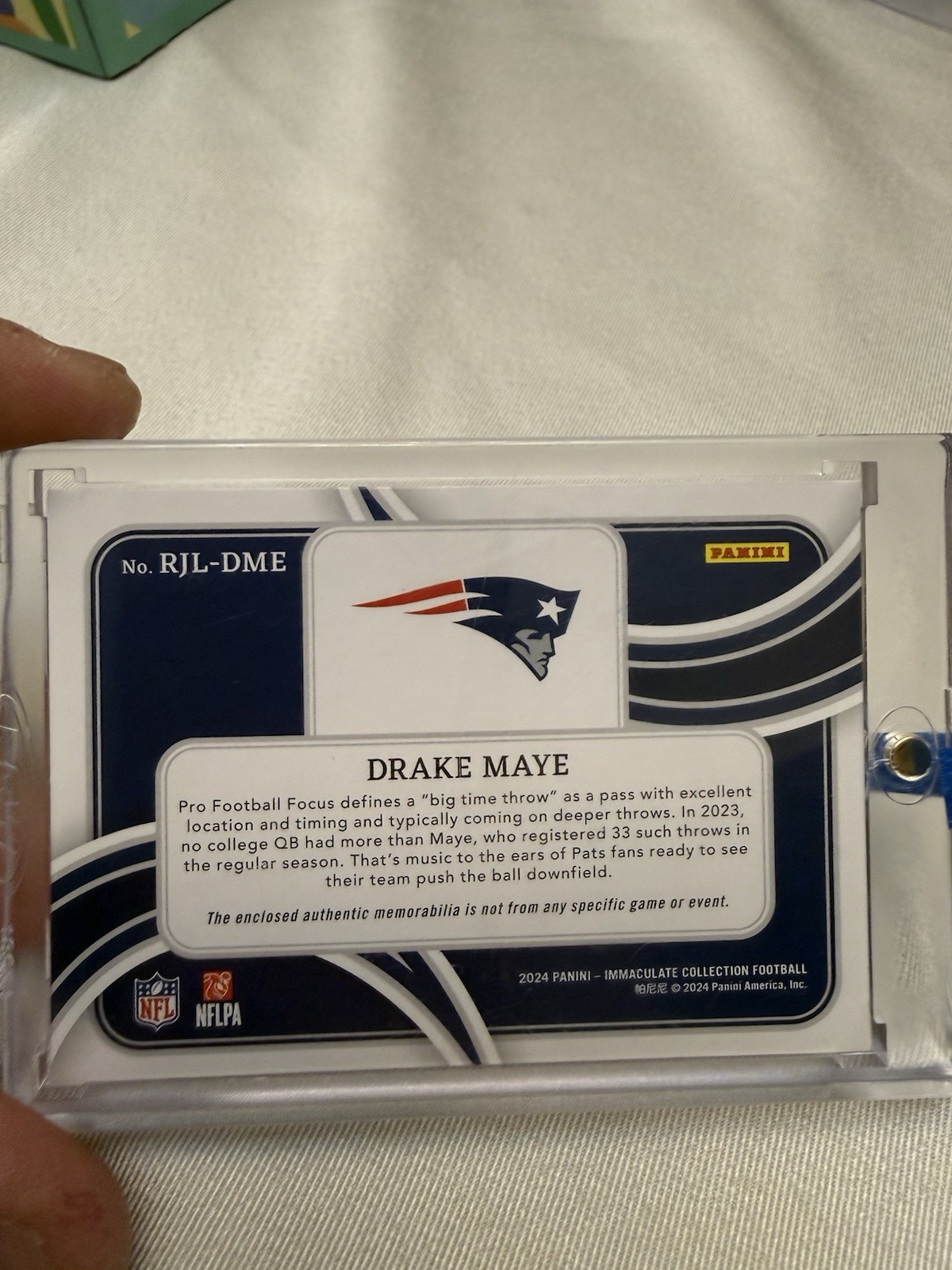 2024 Panini Immaculate Drake Maye Nike Glove Patch 3/15 RARE 1 of 1 # ...