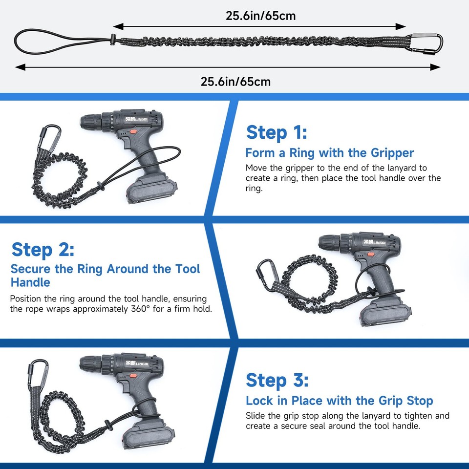 Safety Lanyard Tool - Fall Protection Tether with Aluminum Screw Lock ...