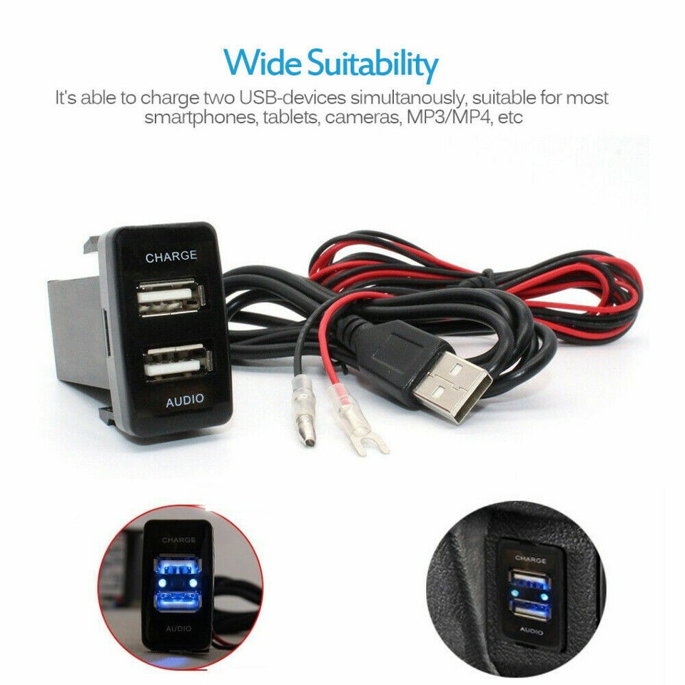 Car Dual USB Charger Socket Audio Port For Toyota 4Runner Highlander FJ ...