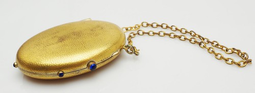 Very rare antique Brevete hammered 18k gold fill metal compact mirror ...