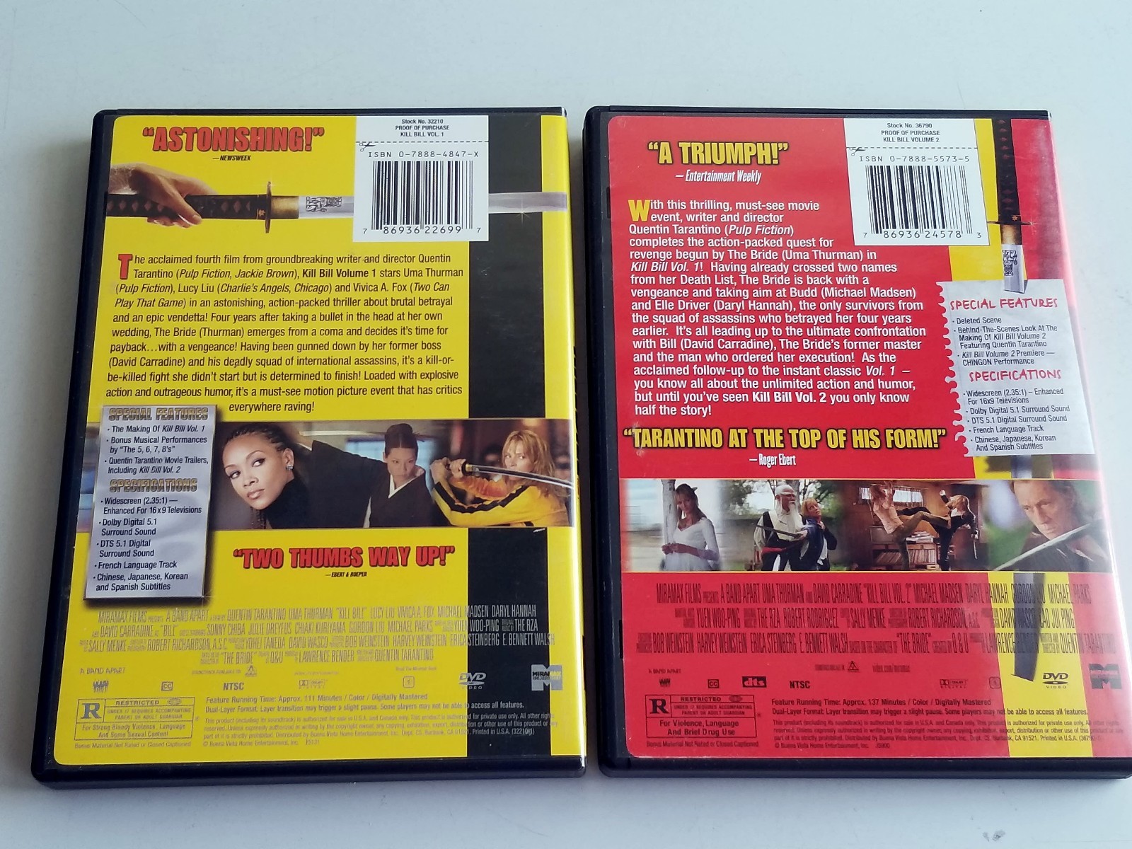 Kill Bill and Kill Bill Volume 2 (2-Disc DVD Set, 2003 & 2004) | eBay