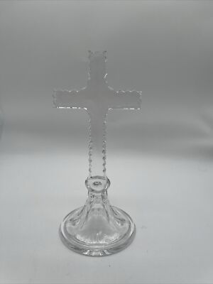 Towle Lead Crystal Glass Cross Poland 8” Tall Crucifix Religious Home ...