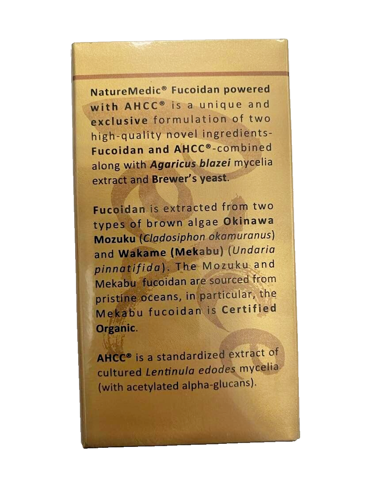 Fucoidan AHCC ( NatureMedic) 160 Capsules Brown Seaweed With Organic ...