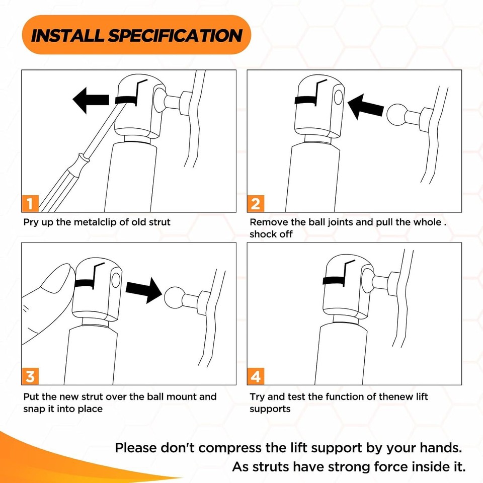 2pcs C16-11028 12 inch 40 Lb/178N Gas Shocks Struts for Truck Pickup ...