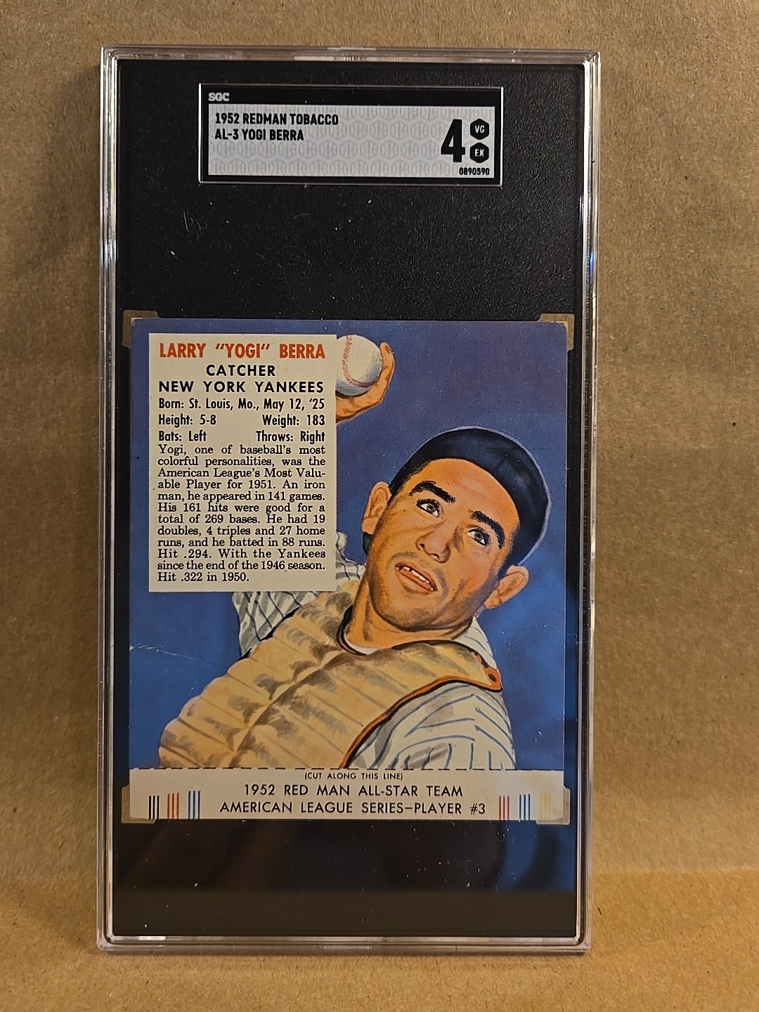 1952 Redman Tobacco Baseball Double-Header AL#3 Yogi Berra New York ...