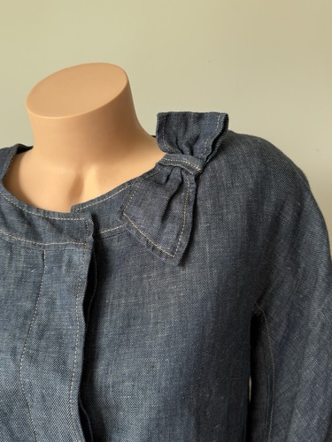 Talbots Sz 14w Rich Blue-Jean Indigo 100% Linen Denim Dress Blazer ...